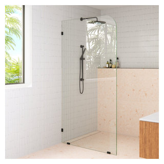 40"x78" Frameless Shower Door Single Fixed Panel Radius - Contemporary ...
