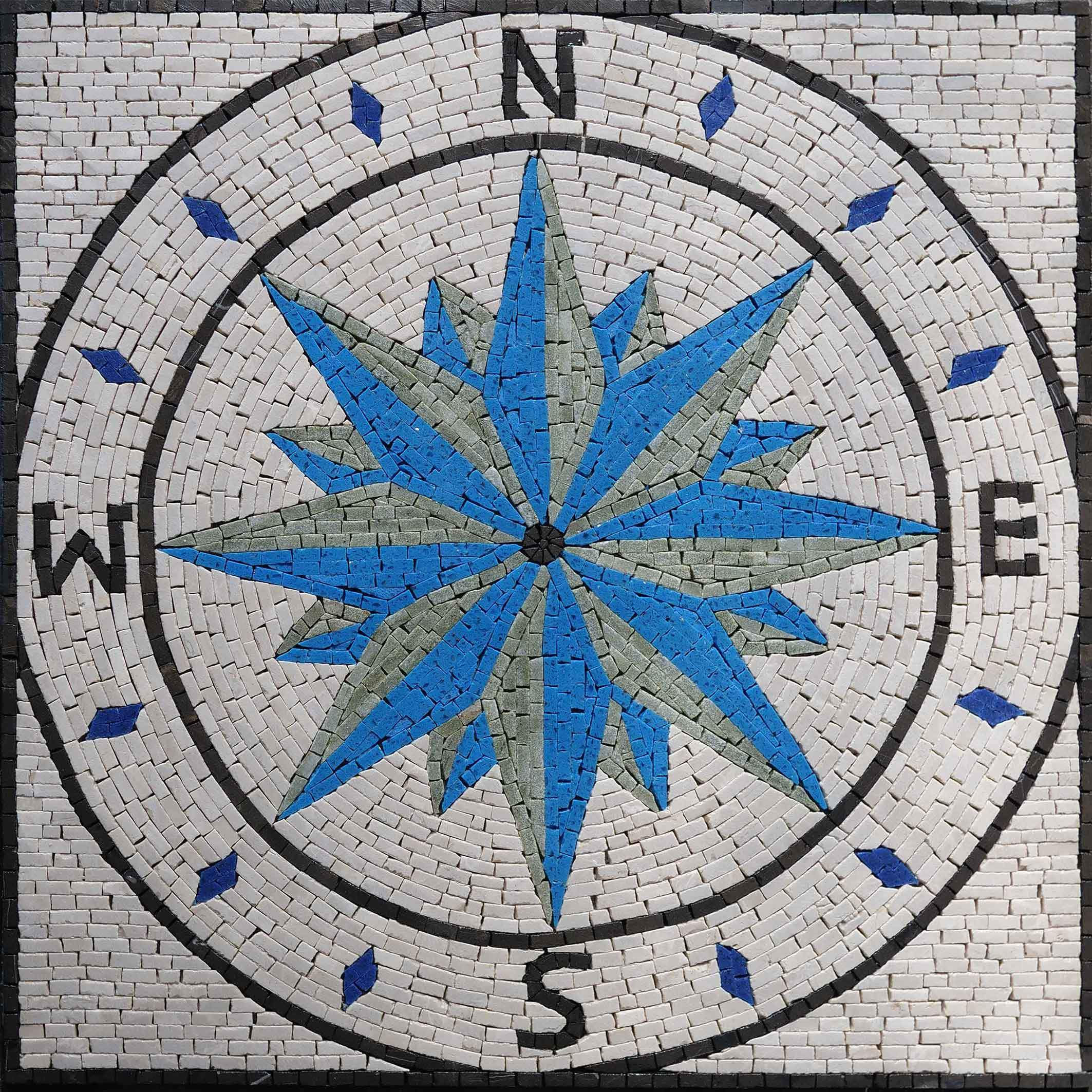 Basila - Compass Mosaic Medallion, 84" x 84" - Beach Style - Tile ...
