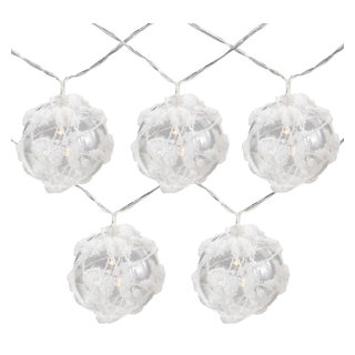 10 B/O LED Warm White Clear Round Ball Christmas Lights 4.75' Clear ...