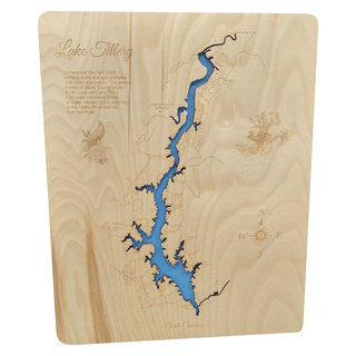 Lake Tillery, North Carolina-Wood Lake Map, Small - Contemporary - Wall ...