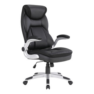 Executive Black Bonded Leather Office Chair With Silver Coated Nylon ...