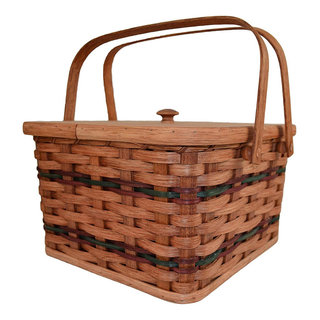 Handmade Large Square Double Pie Carrier Basket with Inside Tray ...