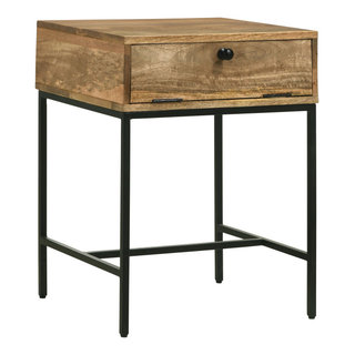 Stephie Rectangular Side End Table With Storage Honey Brown - Side ...