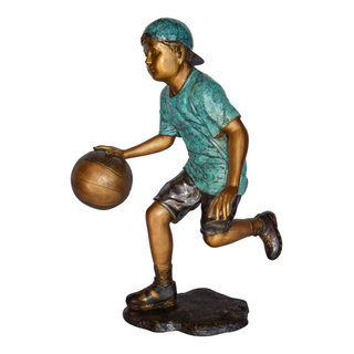 Young Boy Bouncing Basketball Bronze Statue Size: 27" x 20" x 36"H ...