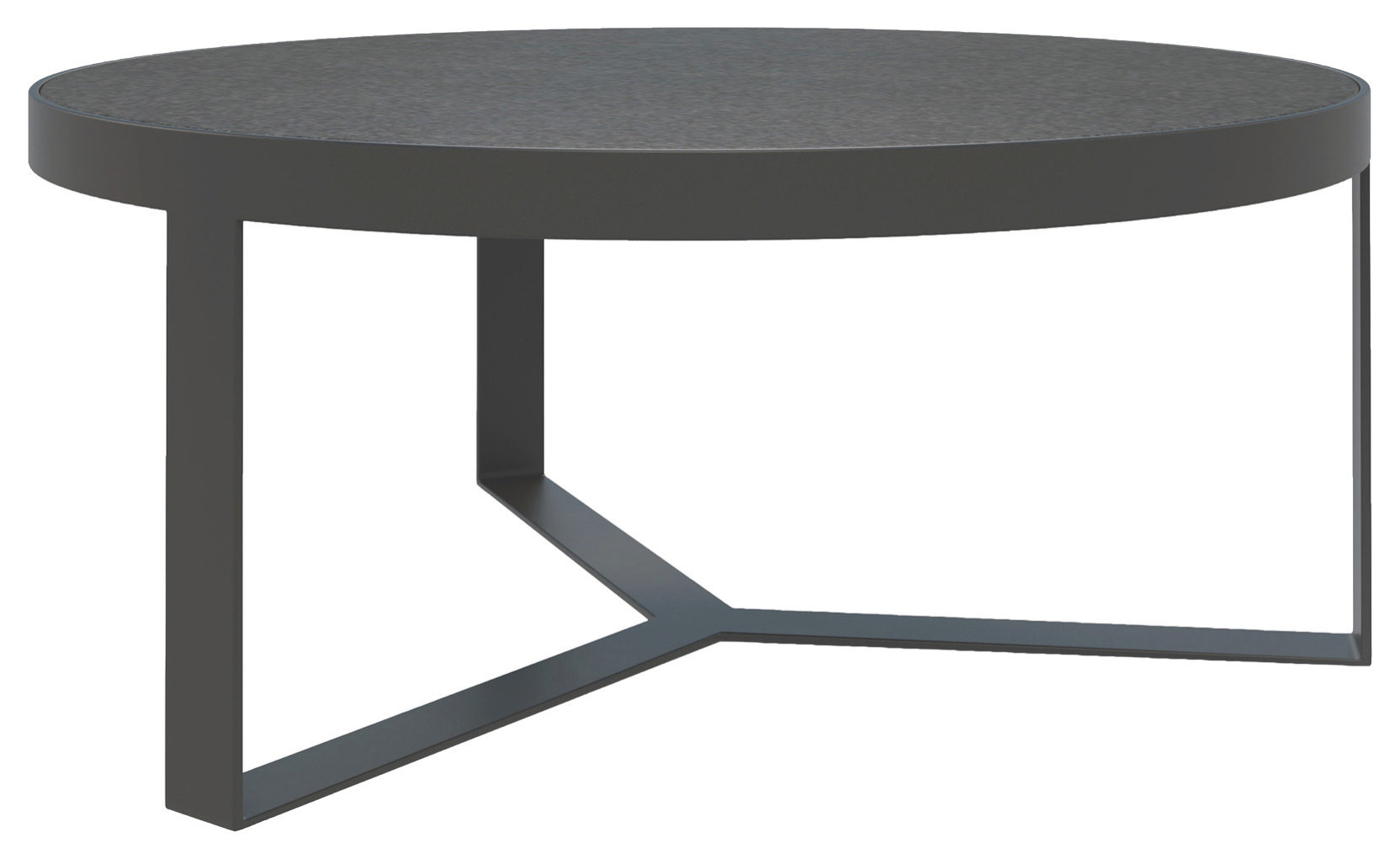 Contemporary 38" Round Coffee Table, Graphite Finish With Honed Granite ...