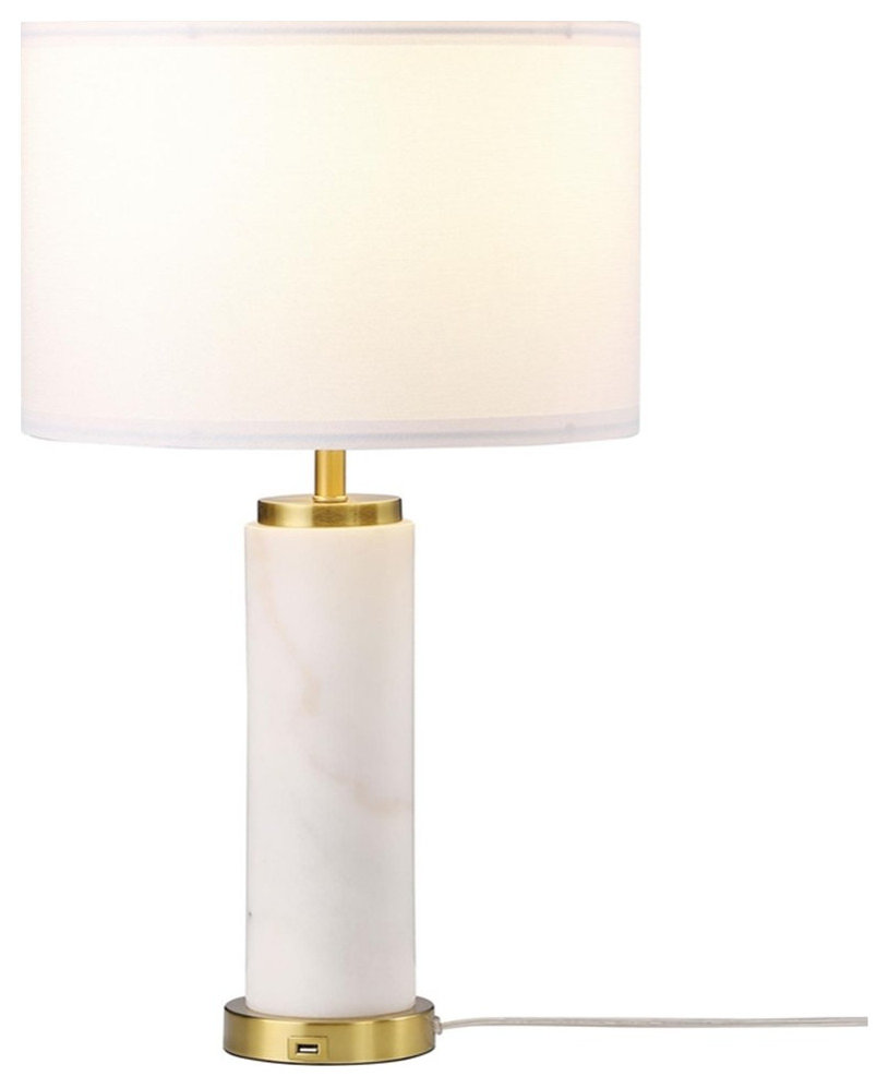 Coaster Lucius Modern Wood Drum Shade Bedside Table Lamp White and Gold ...