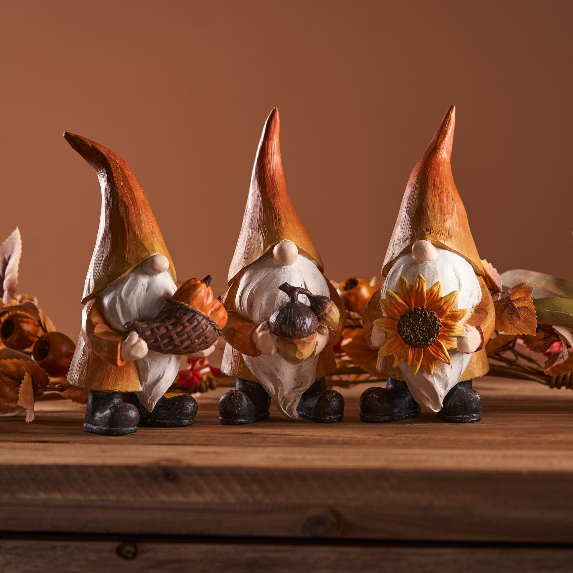 Fall Harvest Gnome Figurine, Set of 3 - Farmhouse - Holiday Accents And ...