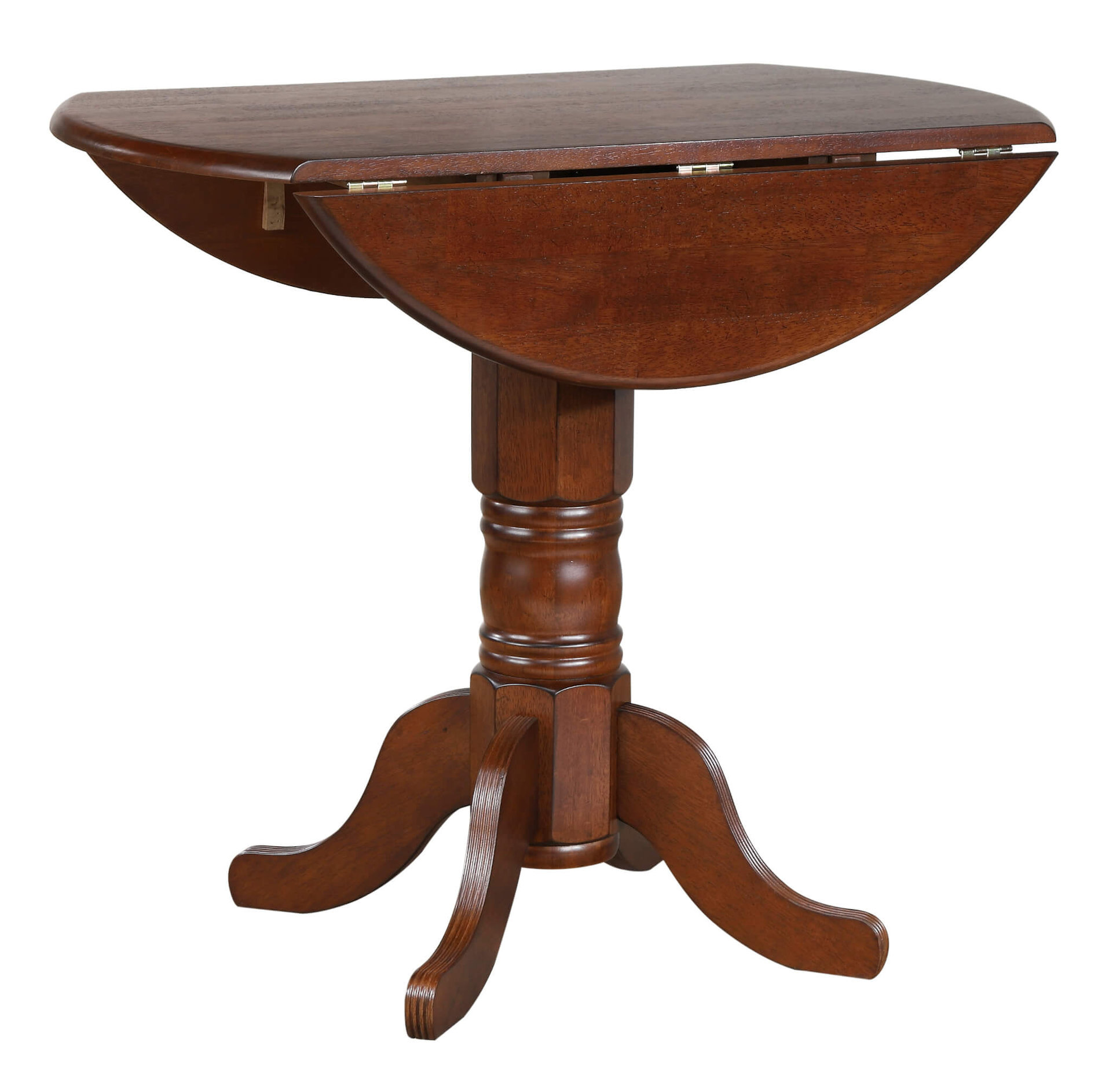 42" Round Extendable Drop Leaf Pub Table Chestnut Brown Seats 4 - Traditional - Indoor Pub And ...