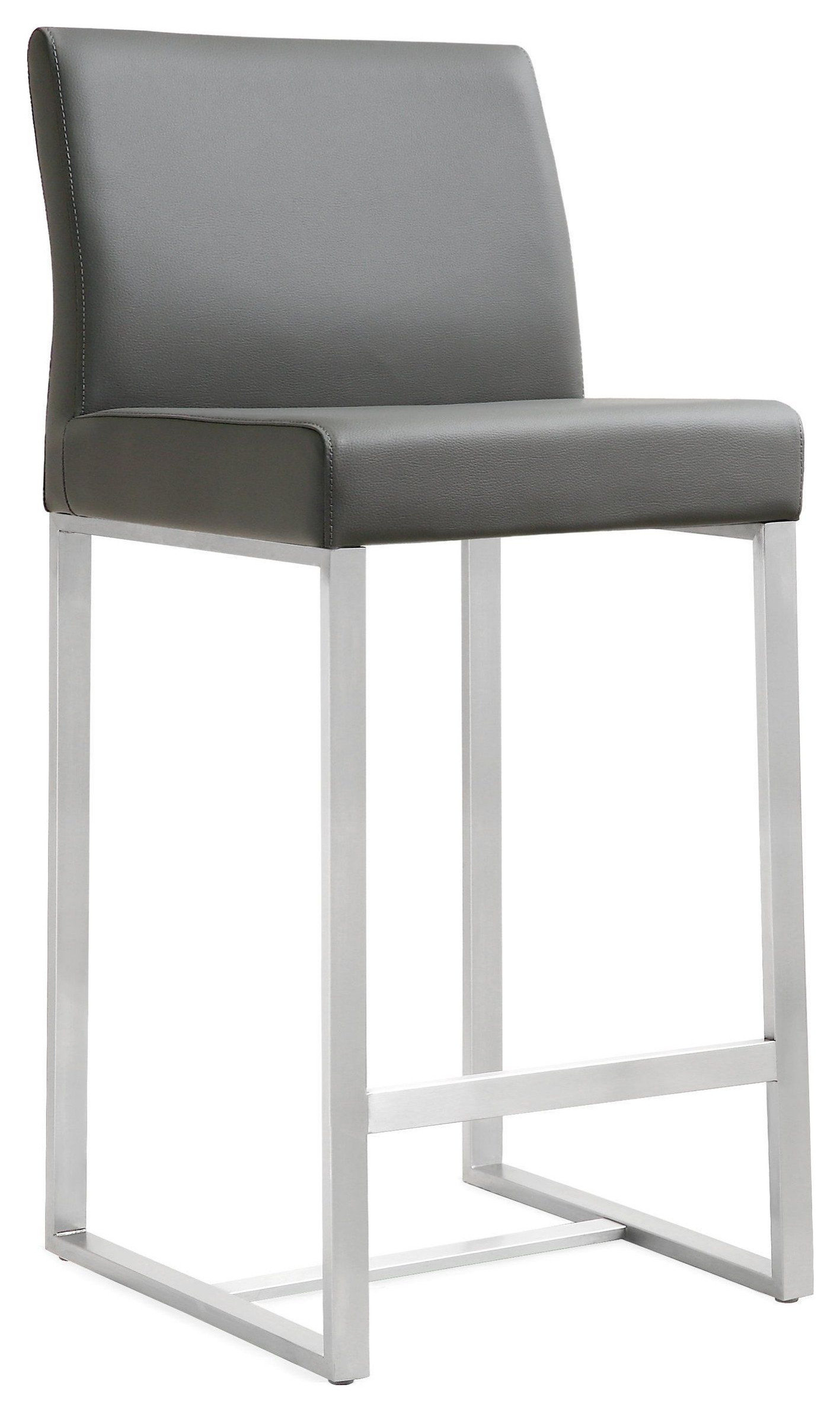 Denmark Grey Stainless Steel Counter Stool (Set of 2) - Grey ...