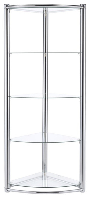 New Spec Contemporary Triangle Display Shelf Tempered Glass In Chrome ...