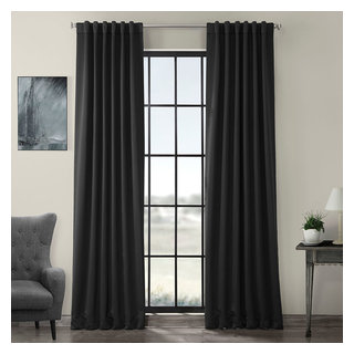 Jet Black Room Darkening Curtain, Set of 2, 50"x108" - Transitional ...