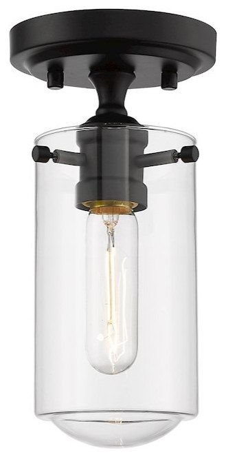 Z-Lite Delaney 1-Light 10.5" Flush Mount, Matte Black, Clear, 471F1-MB - Transitional - Flush ...