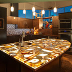 Cristallo Quarztite Backlit Countertop - Contemporary - Kitchen - Miami ...