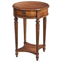 Jules 1-Drawer Round Accent Table - Traditional - Side Tables And End ...