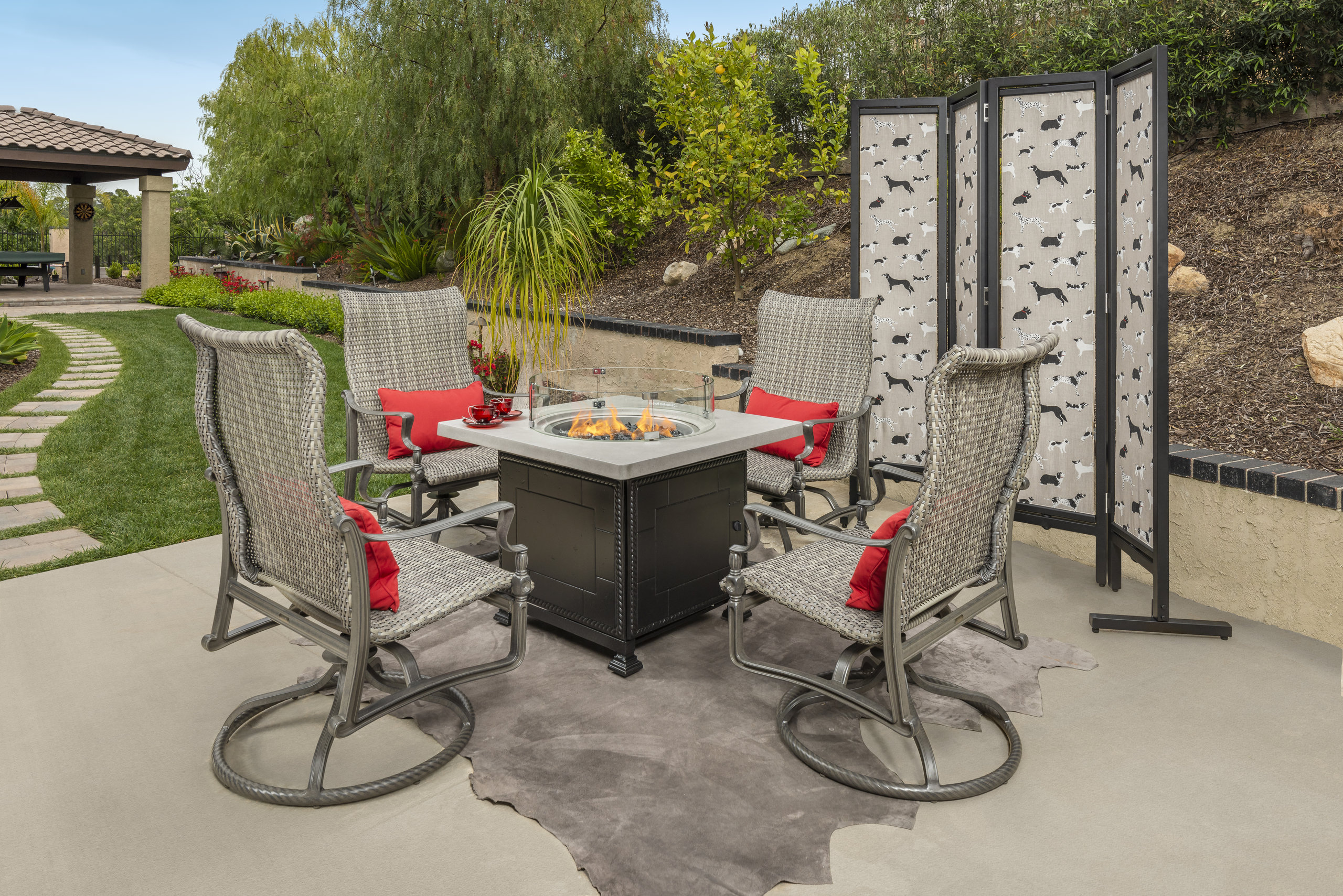 Bel Air 5-Piece Swivel Rocking Chairs With Square Fire Table - Tropical ...
