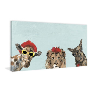 "Unconventional Trio Blue" Painting Print on Wrapped Canvas, 45"x22.5 ...