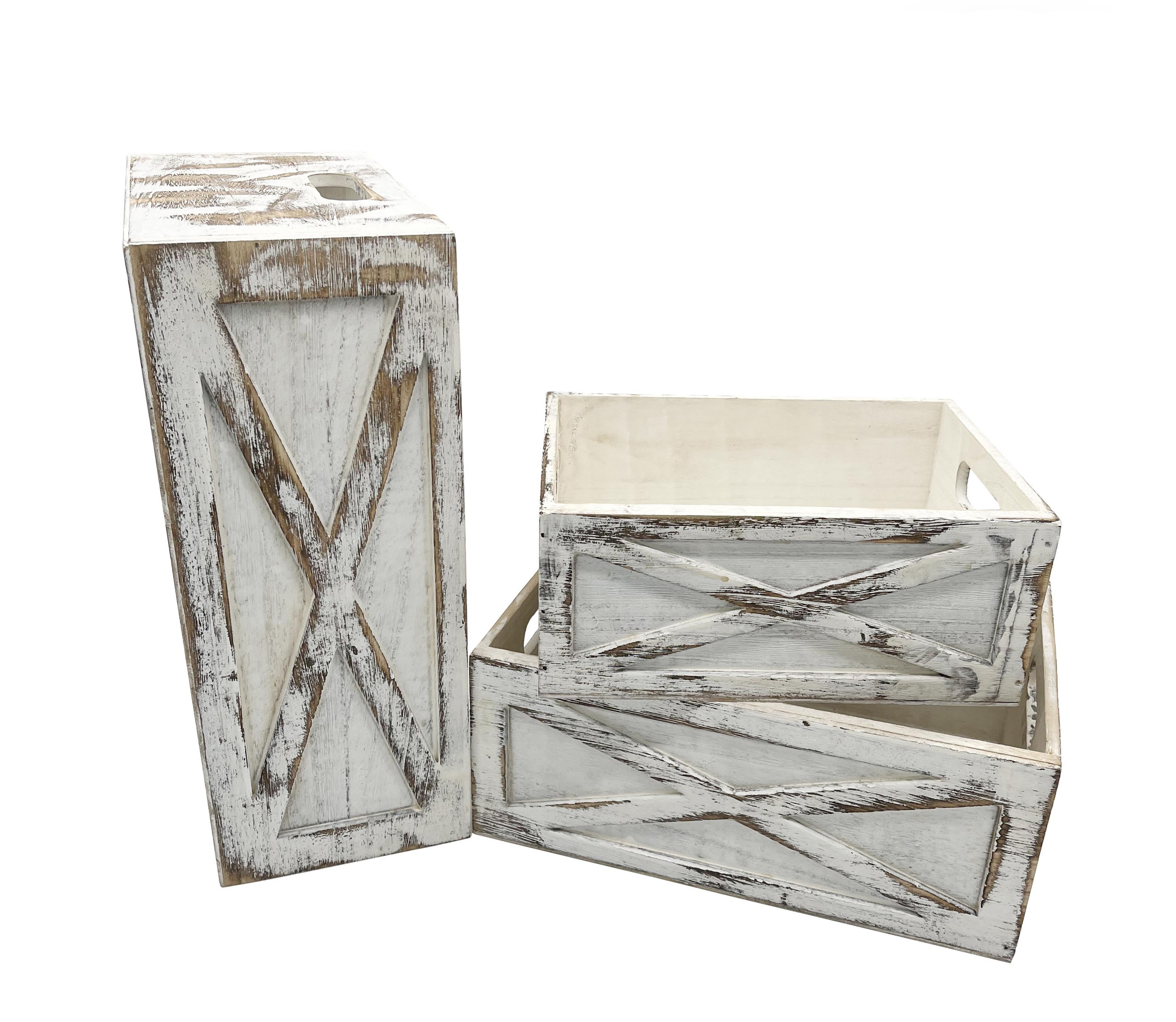 Rustic Nesting Wooden Crates Storage Container, Barn Door - Farmhouse ...