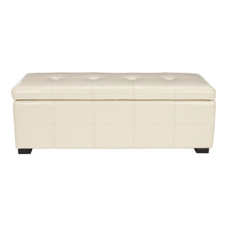 Jane Tufted Storage Bench, Large Flat Cream - Transitional - Accent And ...