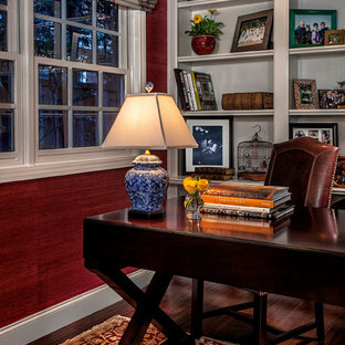 75 Beautiful Home Office With Red Walls Pictures & Ideas | Houzz