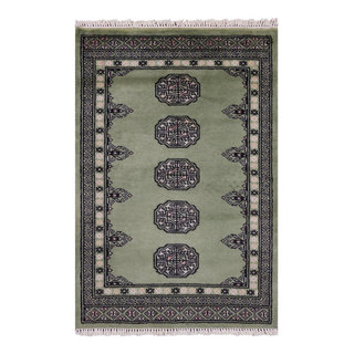 Green 2' 1" X 3' 1" Silky Bokhara Handmade Wool Rug - Q21720, 2' 1" X 3 ...