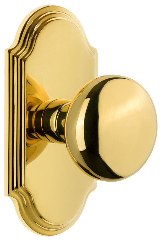 Grandeur Arc Plate Double Dummy with Fifth Avenue Knob in Polished ...
