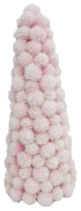 December Diamonds Pink Pom Pom Tree Figurine, 18 - Contemporary ...