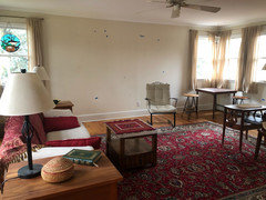 Southern exposure windows or fireplace