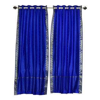 Enchanting Blue Ring Top Sheer Sari Curtain / Drape / Panel - Piece, 60 ...