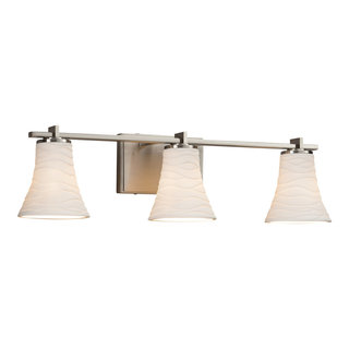 Limoges Era 3-Light Bath Bar, Round Flared, Nickel, Waves ...