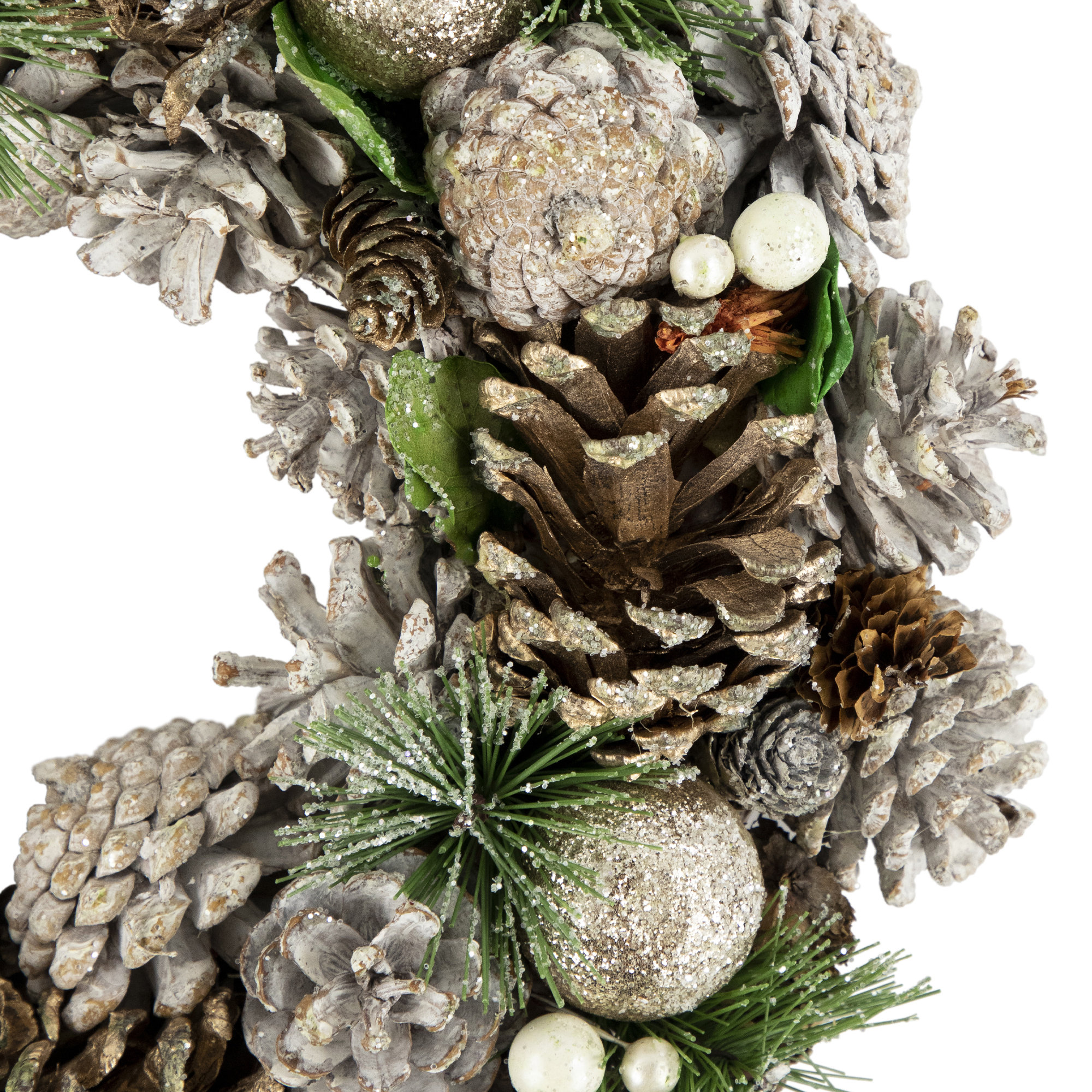 Green Pine Needle and Pinecone Artificial Christmas Wreath 13.5-Inch ...
