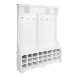 Prepac 60" Hall Tree with 24 Cubbies in Drifted Gray - Transitional ...