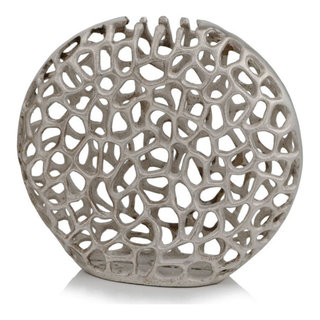 Petite Round Table Vase, Shiny Nickel Finished for Home Decor ...