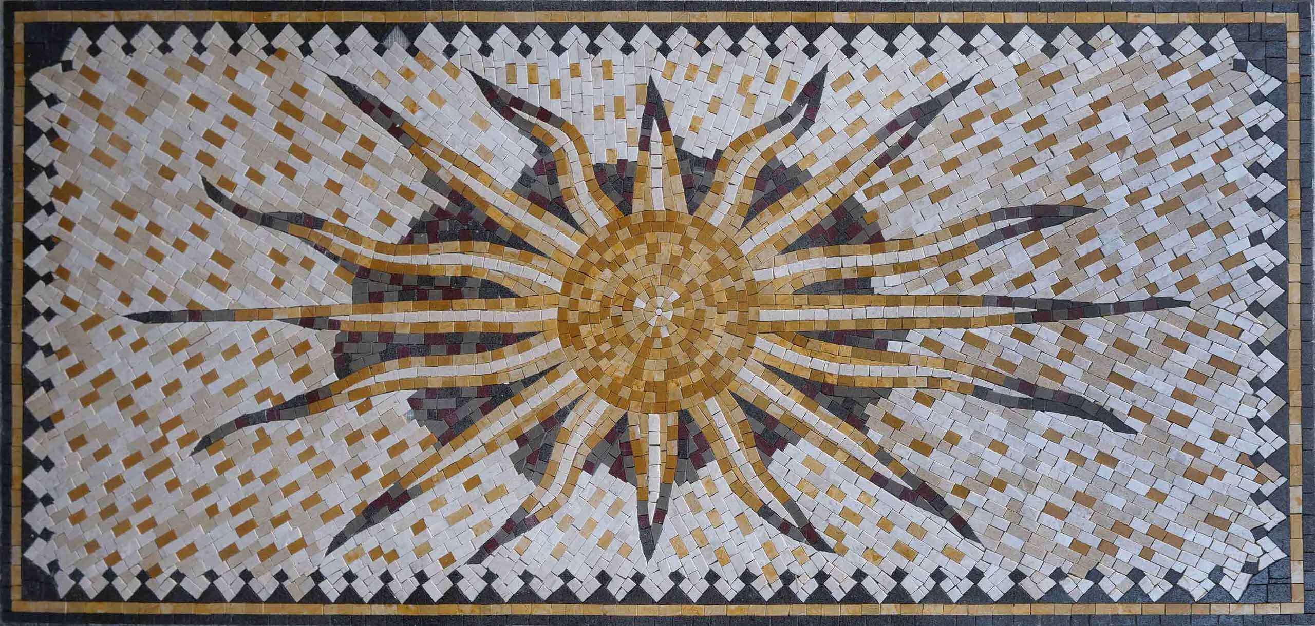 Golden Sun - Celestial Mosaic, 74" x 35" - Contemporary - Tile Murals ...