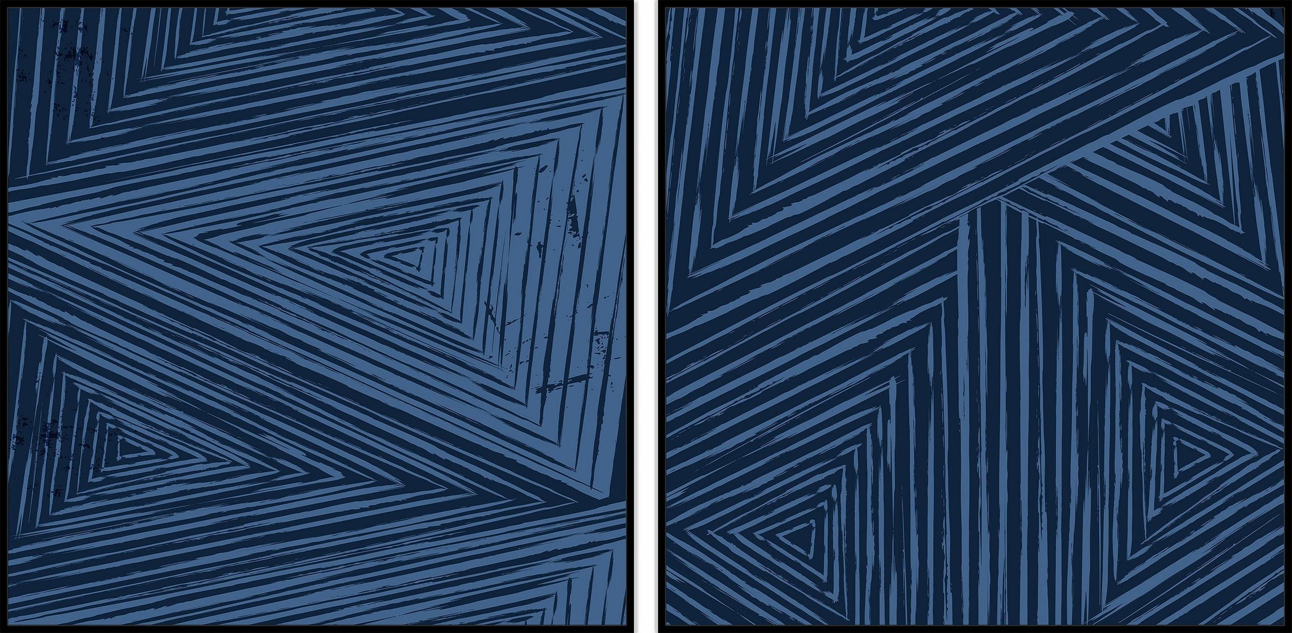 Triangular Patterns Diptych, 24x12, 80x40 - Contemporary - Prints And ...
