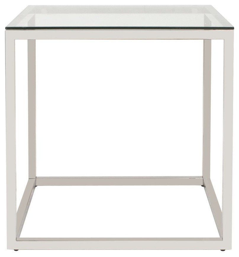 Howard Elliott Square Stainless Steel End Table, Clear - Contemporary ...
