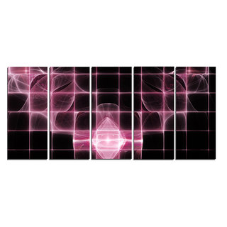 Pink Bat Outline on Radar, Multipanel Abstract Canvas Art Print, 60"x28 ...