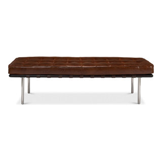 Prince Albert Bench Vintage Havana Leather - Contemporary - Upholstered ...