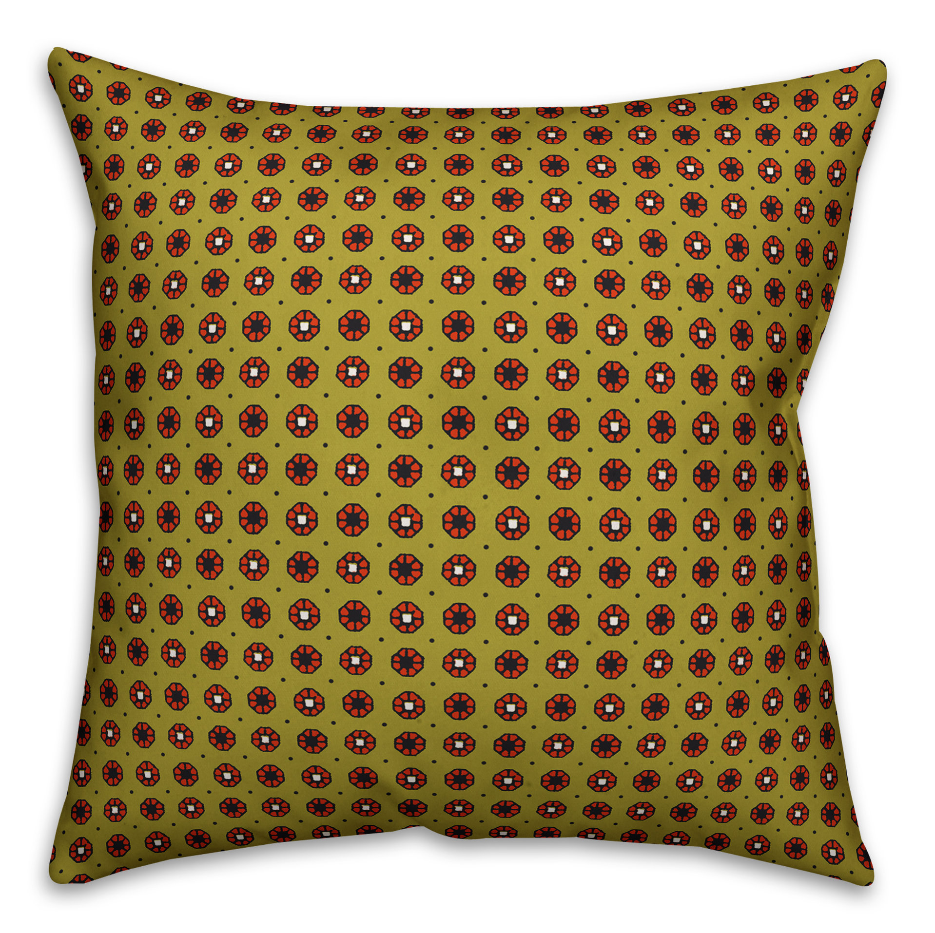 Pixel Floral Pattern, Mustard Yellow Pillow, 20"x20" - Contemporary ...