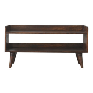 Solid Wood Walnut Nordic Storage Bench, Brown, 1 Open Slots ...