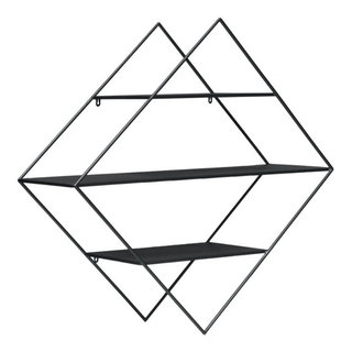 Metal Triangular Pyramid Style 3-Tier Wall Shelf, Black - Industrial ...
