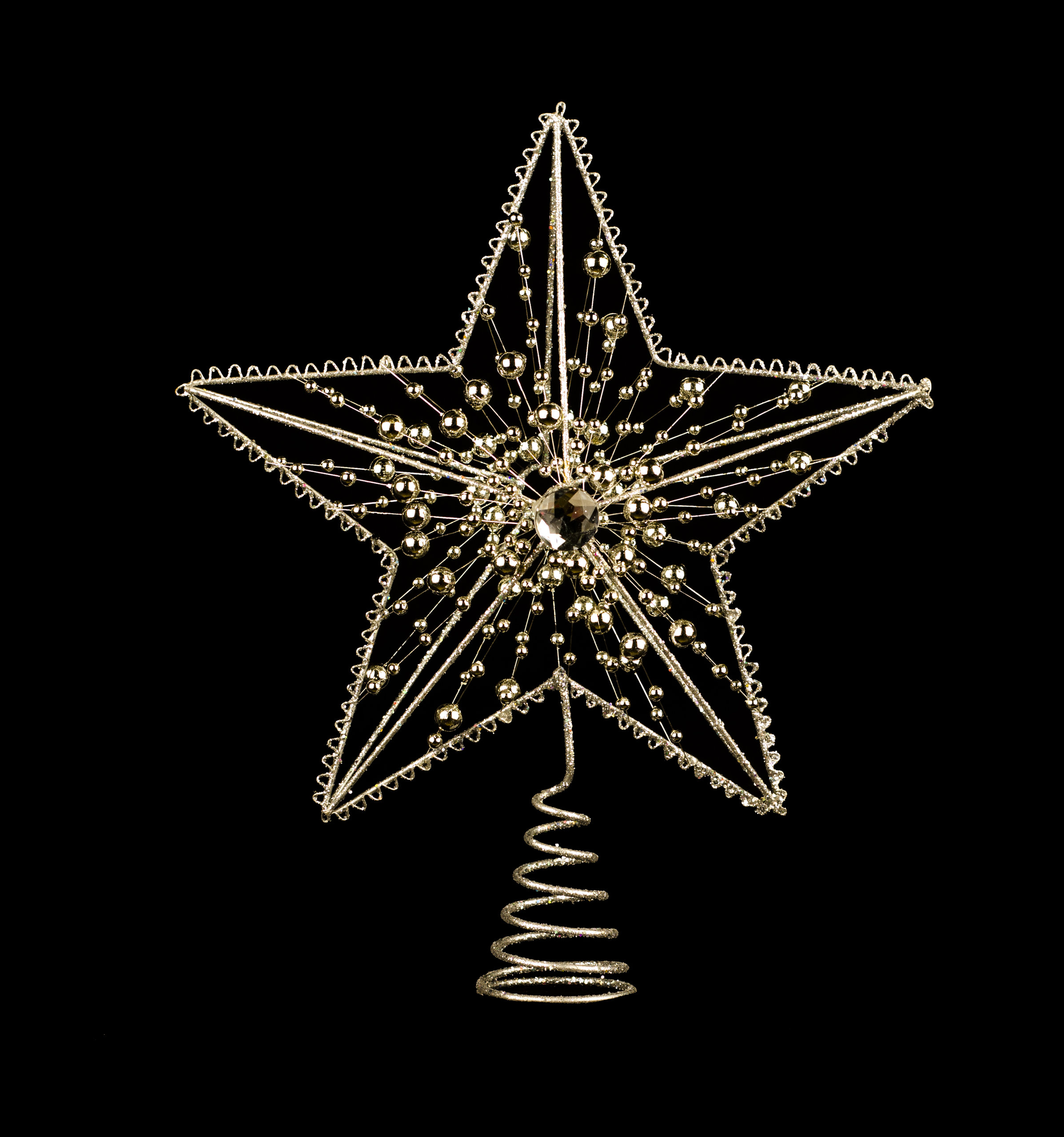 8" Silver Jeweled Metal Star Tree Topper - Contemporary - Christmas ...