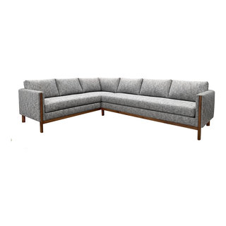Curved Luna L-Sectional in Light Grey Performance Fabric - Transitional ...