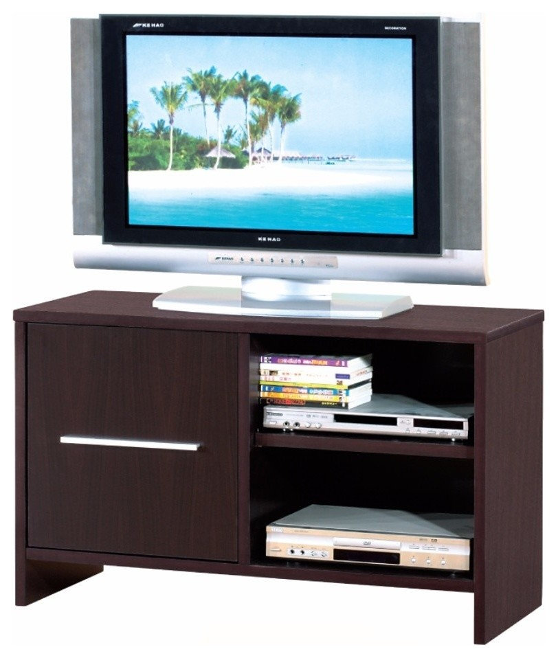 Compact TV Stand With Open Shelves, Brown - Transitional ...