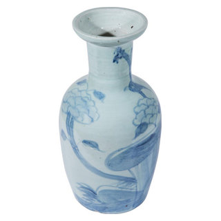 Traditional Blue Lily Pad Ceramic Vase - Asian - Vases - by EuroLuxHome ...