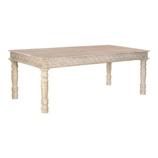 Wiley Carved Dining Table, 84" W - Mediterranean - Dining Tables - by Taran Design | Houzz
