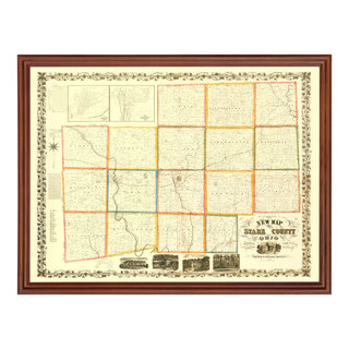 Stark County Map Framed Art 1850, Vintage Ohio Wall Decor, 36x24 ...