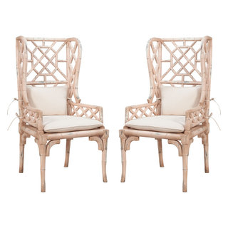 GUILD MASTER 695034P Bamboo Wing Chair, Set of 2 - Asian - Armchairs ...
