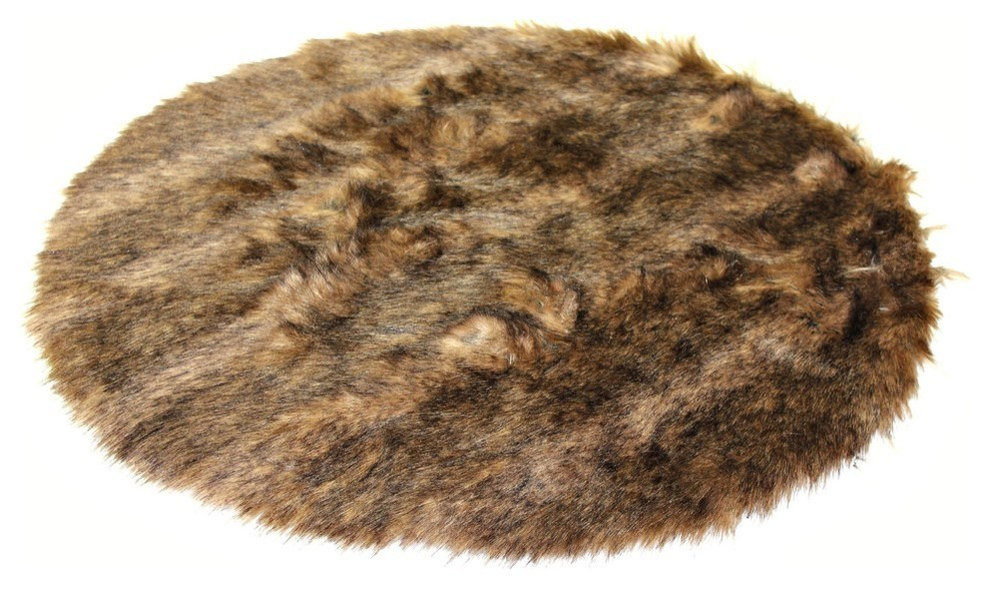 Plush Round Premium Faux Fur Rug, 6' - Contemporary - Area Rugs - by ...