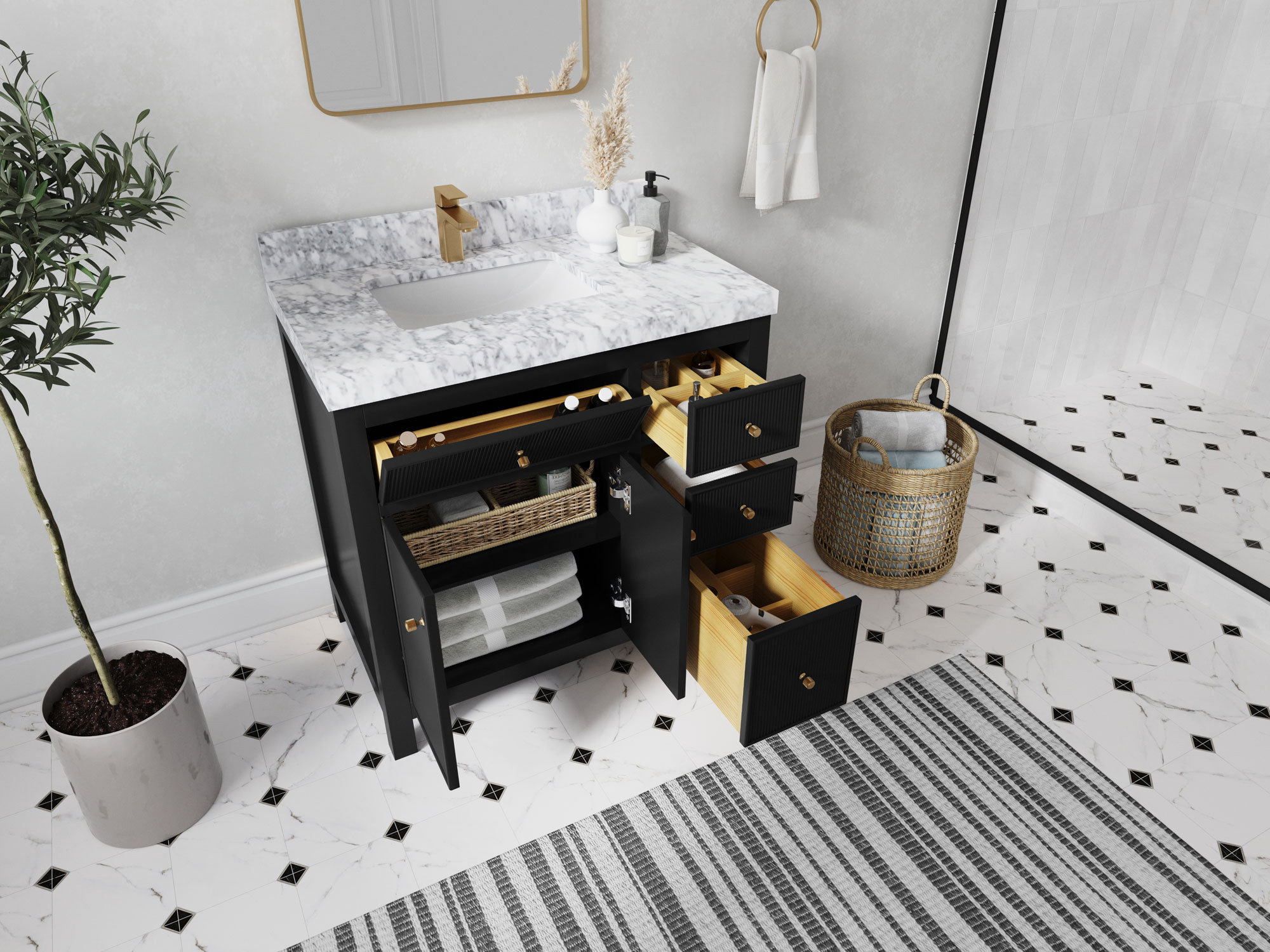 Willow Collection Sonoma 36 Left Offset Bath Vanity, 36" Left Offset ...