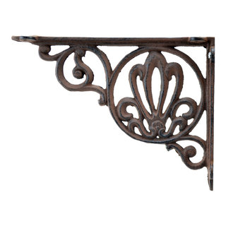 Nautical Shelf Bracket, Clamshell, Rust Brown Cast Iron, 8.625" Deep ...
